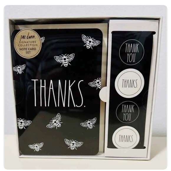Rae Dunn | Office | Rae Dunn Thanks Note Card Set Black White Bumblebee ...